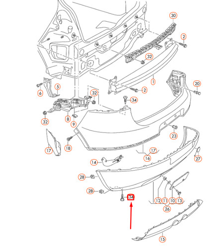 OEM VW GOLF MK5 REAR BUMPER HEX SOCKET HEAD COLLARED BOLT WHT000931 ...