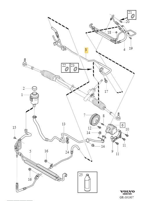 Genuine Volvo Power Steering Return Hose - 31280407 | eBay
