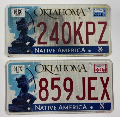Oklahoma Native America License Plates w/Stickers YOU CHOOSE | eBay