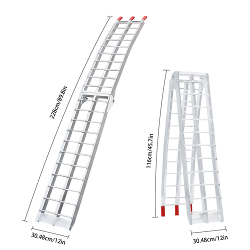 2 Pcs Aluminum Folding Loading Ramps, 3000 Lbs 7.5Ft Arch Ramps for ATV ...