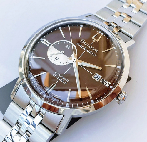 Bulova Automatic Aerojet Men's Brown Dial Date Indicator Watch 96B375 ...