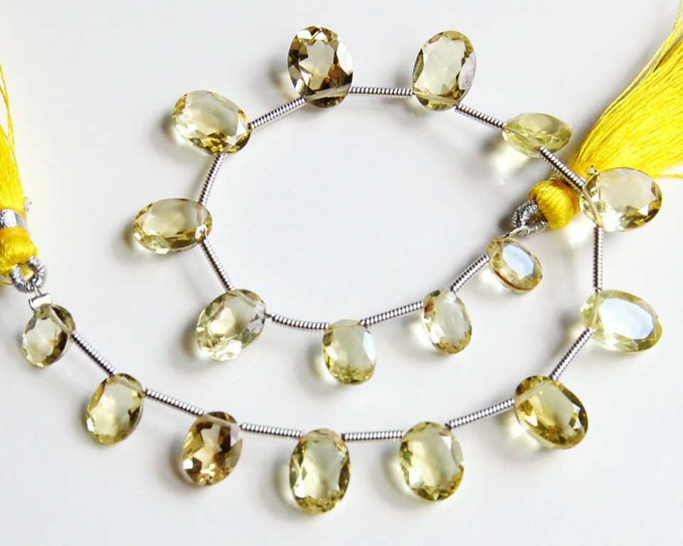 Natural Lemon Quartz Oval Briolette Pan Cut Gemstone Beads (5PCS) | eBay