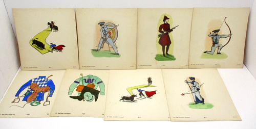 8 Ralph Hyams Primitive Art Watercolor Hand Drawings Horse Racing ...