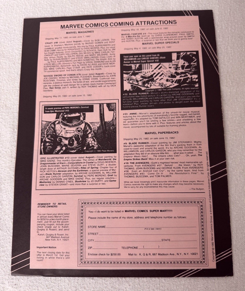 1982 Wolverine Sales Poster and Marvel Coming Attractions Insert | eBay