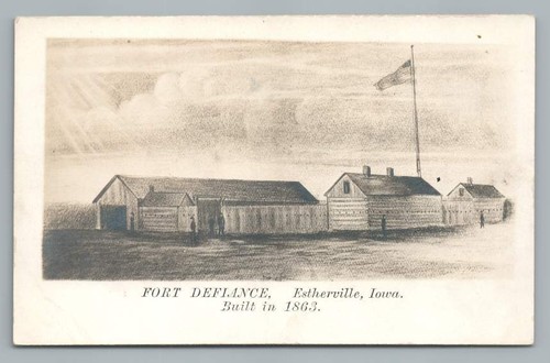 Fort Defiance ~ Artist's Conception ESTHERVILLE Iowa RPPC Antique Photo ...