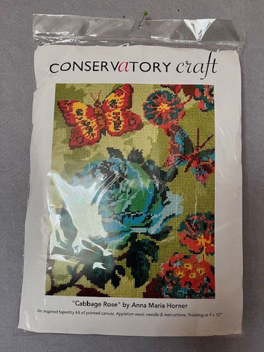 Cabbage Roses Anna Maria Horner Needlepoint Tapestry Kit Butterflies ...