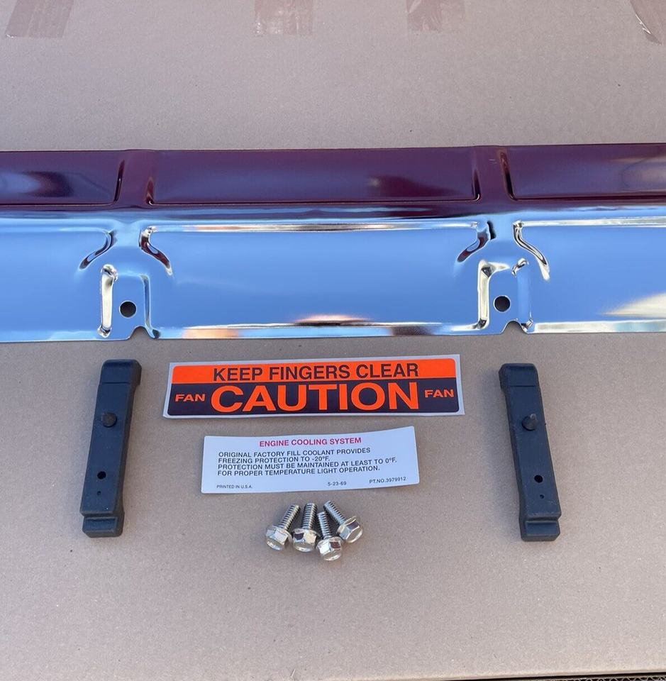 CHROME 68-77 Chevelle Radiator Top Panel Support repro + 2 decals ...