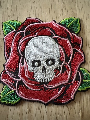 Skull And Red Rose 🌹 Patch | eBay