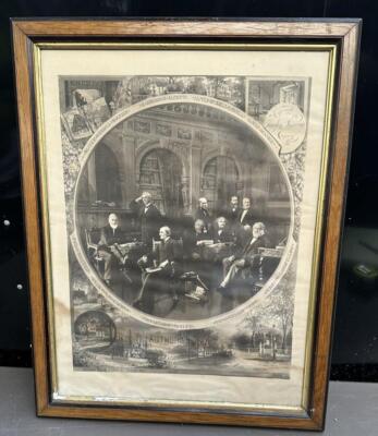 Antique Victorian Framed Engraving Print of Famous Authors Group 1883 ...