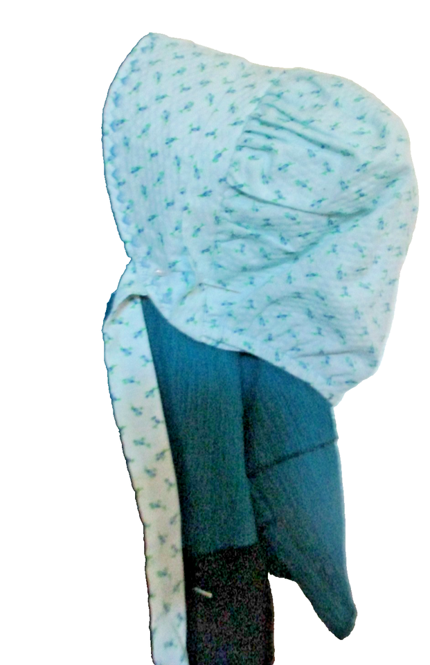 Amish Blue Dress Black Apron Bonnet 31"Chest /26"Waist Modest Handmade ...