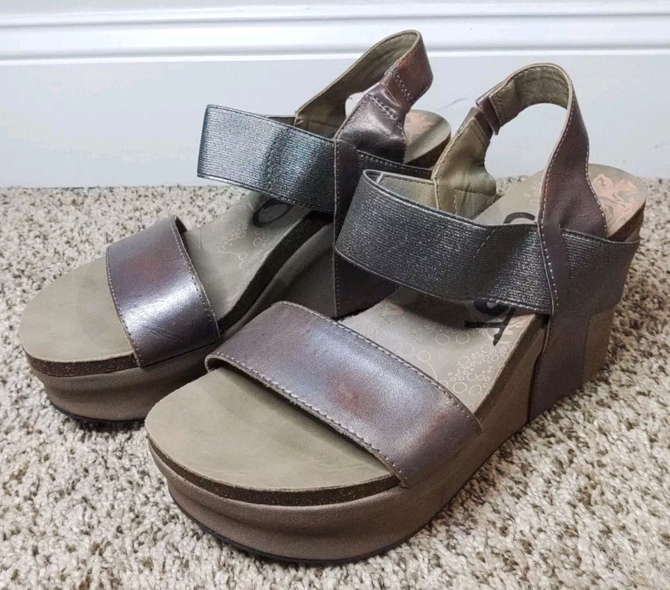 OTBT Size 8.5M BUSHNELL WEDGE SANDALS WOMEN PEWTER / BROWN COLOR SHOES ...