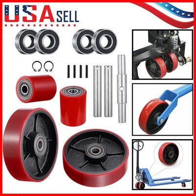 Forklift Parts Front And Rear Wheel Kit With Bearings Poly Tread Jack ...