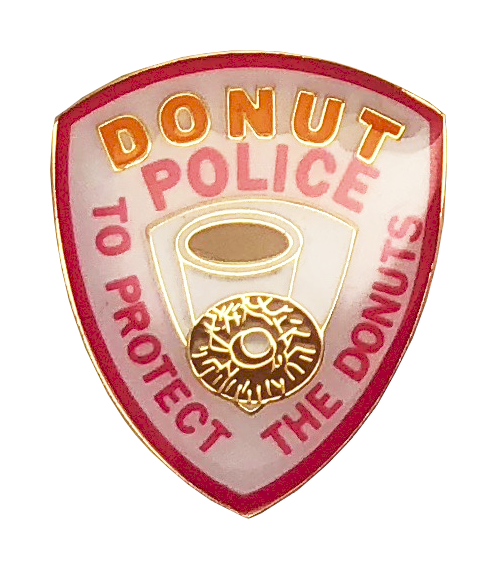 DONUT POLICE SHOULDER PATCH LAPEL PIN: "Dunk-In" Donut Novelty: Epoxy Domed | eBay
