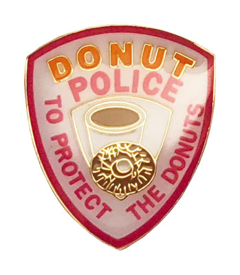DONUT POLICE SHOULDER PATCH LAPEL PIN: "Dunk-In" Donut Novelty: Epoxy Domed | eBay