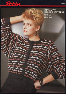 ROBIN DIAMANTE DK LADIES/GIRLS CARDIGAN KNITTING PATTERN - 28-38" | eBay UK