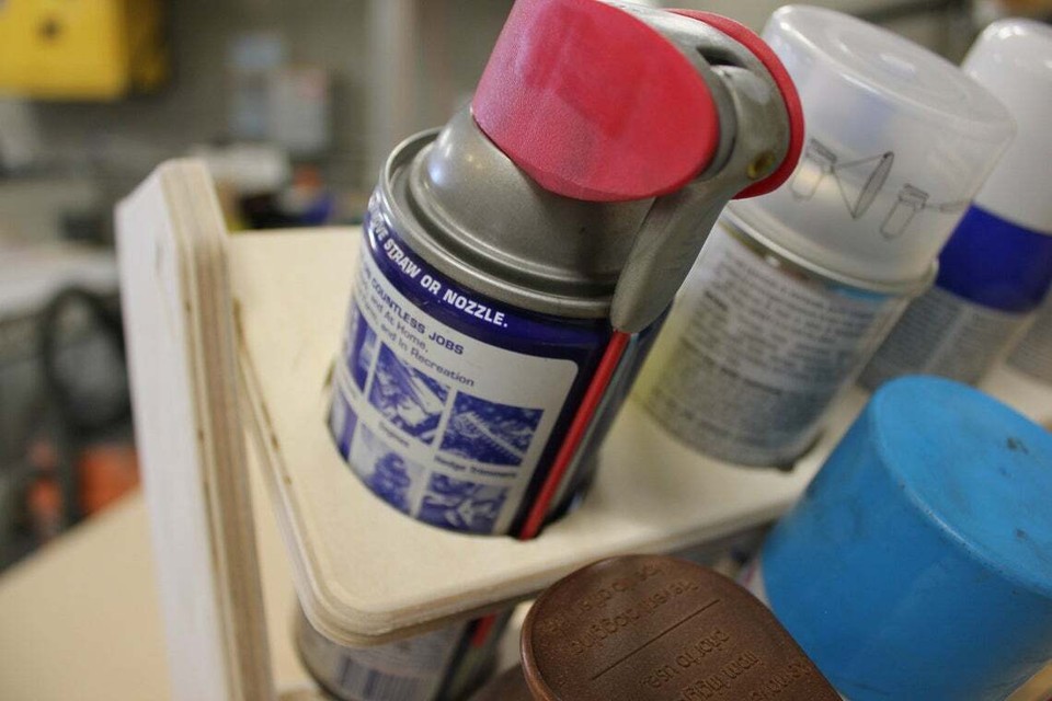 Spray Can 12 Slot Lube Holder Garage Storage Rack Wood Shelf Organizer ...