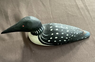 Vintage D & J Fuller ‘90 Signed CARVED WOOD LOON Decoy 6” x 2” EUC | eBay