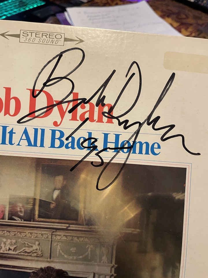 BOB DYLAN Signed Autograph record LP Vintage Classic Rock Music COA LOA ...