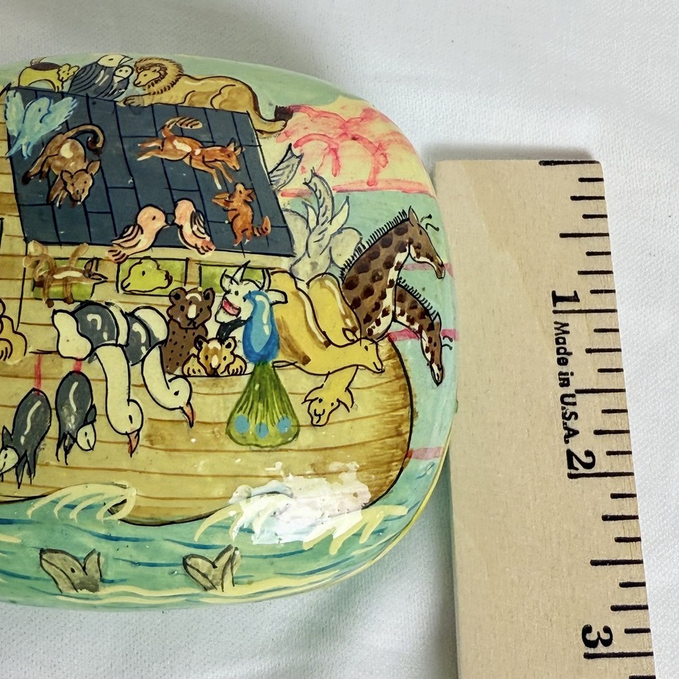 Decorative Rectangular Handpainted Lacquered Noah's Ark Figurative Box ...
