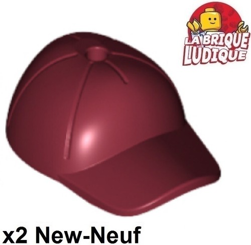 LEGO 2x Minifig Headgear Cap Curved Red Dark / Dark Red 11303 New | eBay