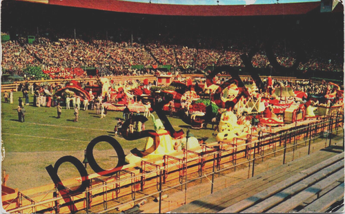 1957 ROSE FESTIVAL FLOATS AT MULTNOMAH STADIUM, Portland, Oregon ...