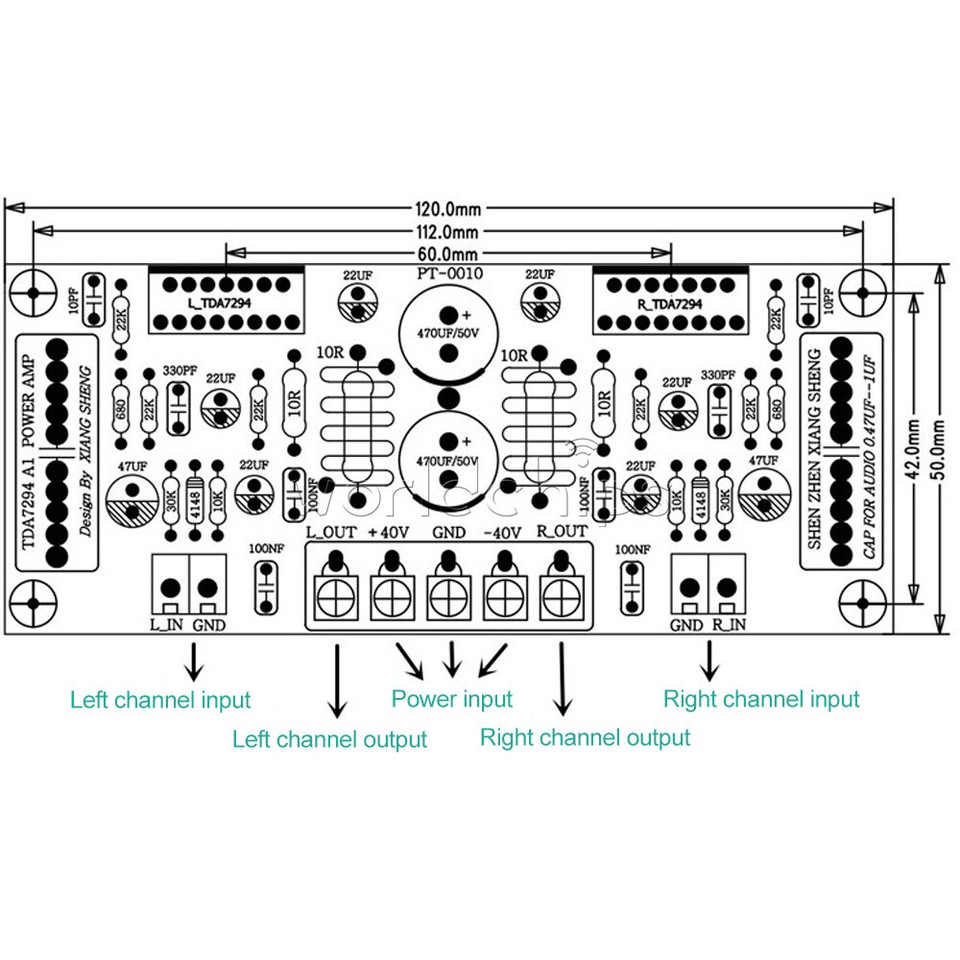 Dual Channel TDA7294 Audio HIFI Power Amplifier Board DIY Parts Kit PCB ...