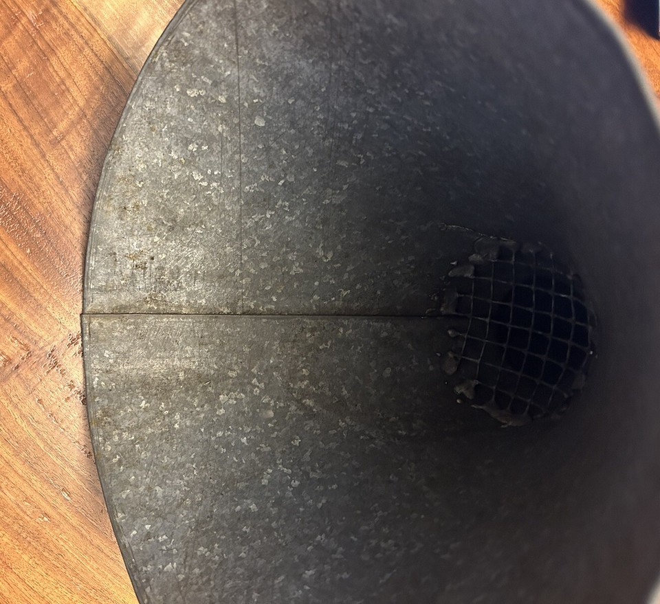 Old Vintage Large Galvanized Metal Funnel - Screened - Fluted ...