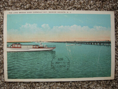 SEASIDE HEIGHTS NJ-BOAT-LONG BRIDGE-BARNEGAT BAY-1929-NEW JERSEY SHORE ...