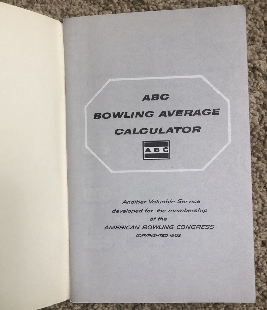 ABC Bowling Average Calculator Booklet 1962 Memorabilia American Bowl ...