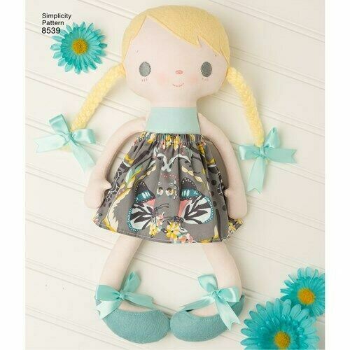 SIMPLICITY Sewing Pattern 8539 Girl's Toy Doll, Dress, Skirt, Shoes ...