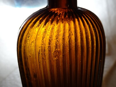 antique liquor flask bottle Ribbed (copper-amber?) (6in.) | eBay