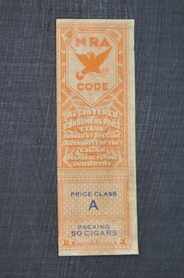 NRA Code National Recovery Act 50 Cigars Price Class A, Manufacturing ...