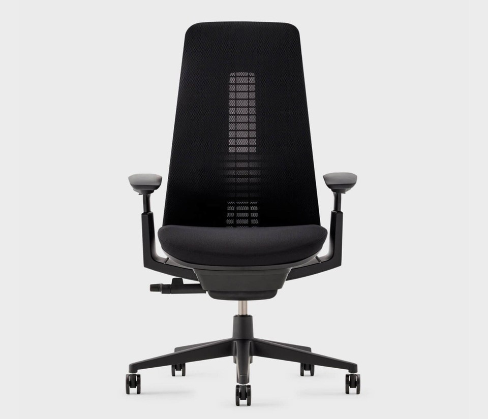 Haworth Fern Task / Executive Chair 121-9640 *Black Leather Seat w ...