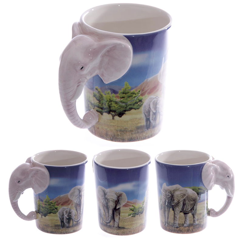 Animal Shaped Handle Ceramic Mug Tea Coffee Cup Novelty Gift Jungle ...