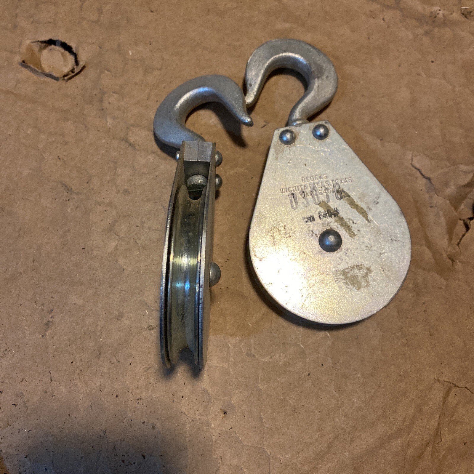 Vintage Well made Pair Cap Loading Blocks Pulleys #03078 #640 Wichita ...