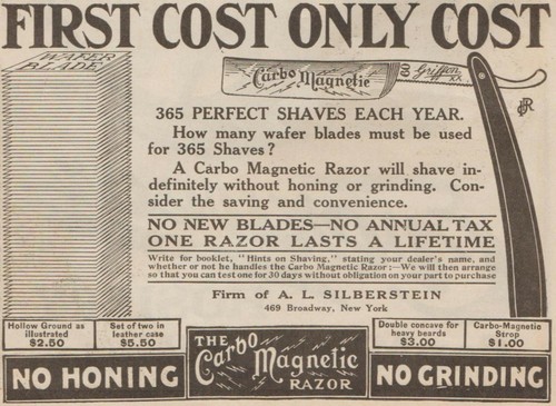 1908 Carbo Magnetic Straight Razor Antique Ad Magazine Griffon ...