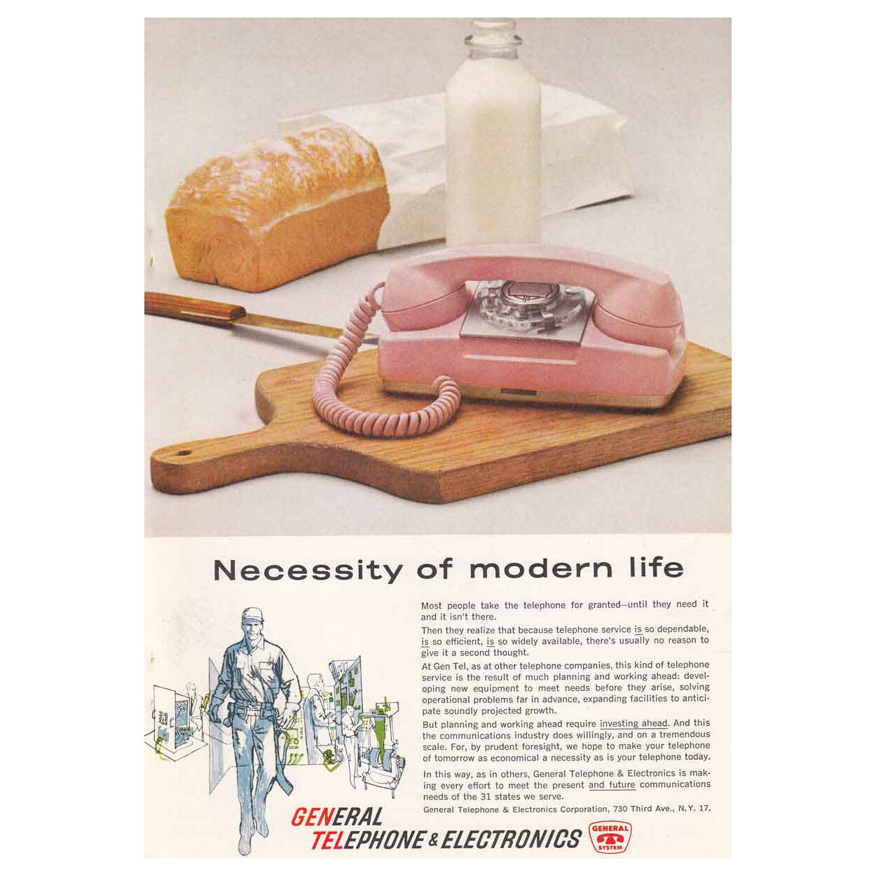1961 General Telephone: Modern Life, Pink Phone Vintage Print Ad | eBay