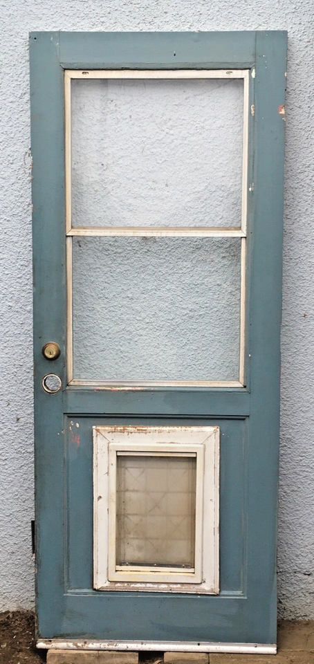 Vintage Solid Wood Door Open or Closed Window Locking Pet Door Approx ...