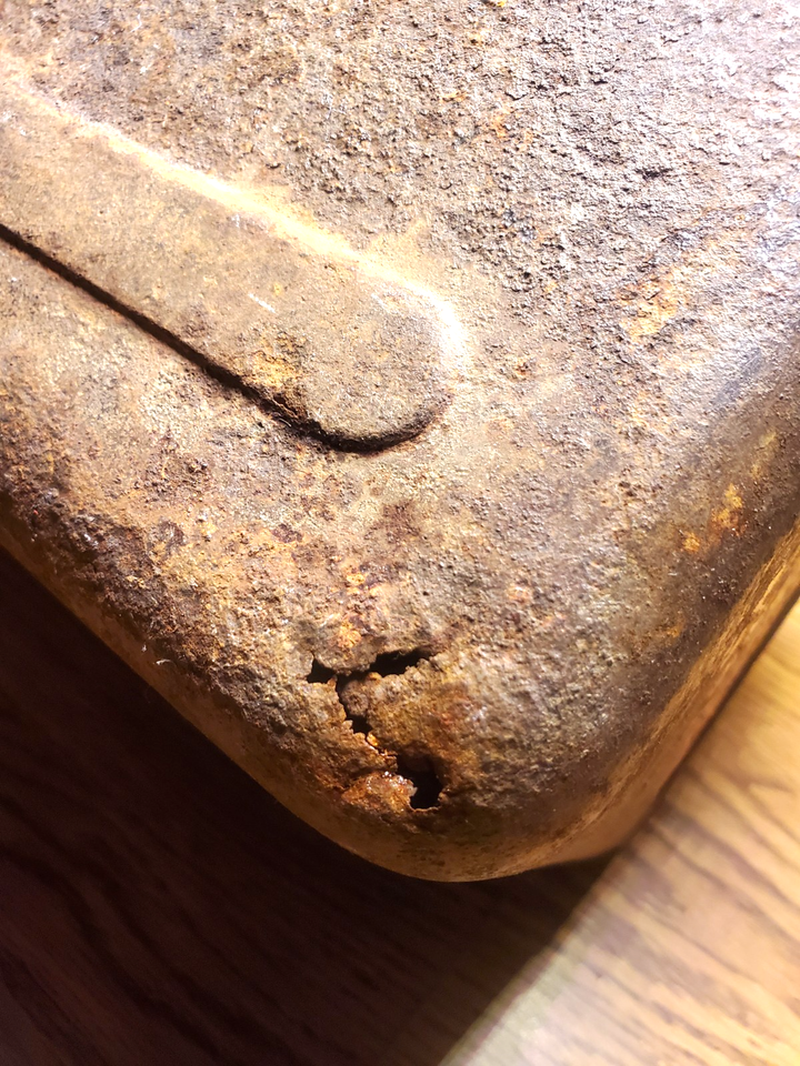 OLD Vintage ANTIQUE Tombstone Hip Roof Metal Tool Box Patina Distressed ...