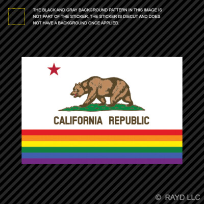 Rainbow California Gay Pride Flag Sticker Die Cut Vinyl lesbian LGBT ...
