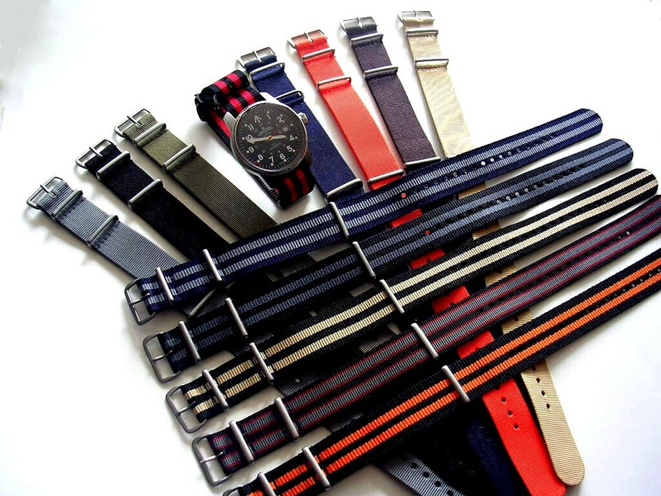 20mm Green NATO G10 nylon weekender watch band 3pak strap RAF MoD Bond ...