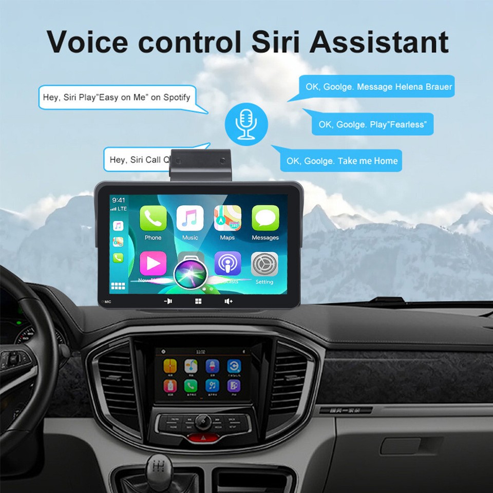 7" For CarPlay Android Auto Portable Car Stereo Radio Head Unit HD ...