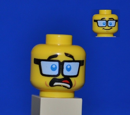 LEGO PARTS - 1X MINIFIGURE HEAD/TINTED GLASSES/DUAL SIDED/SHOCKED/SMILE ...