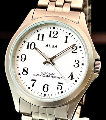 ALBA WATCH V501-0BC0 QUARTZ TITANIUM ARABIC NUMERALS 10BAR | eBay