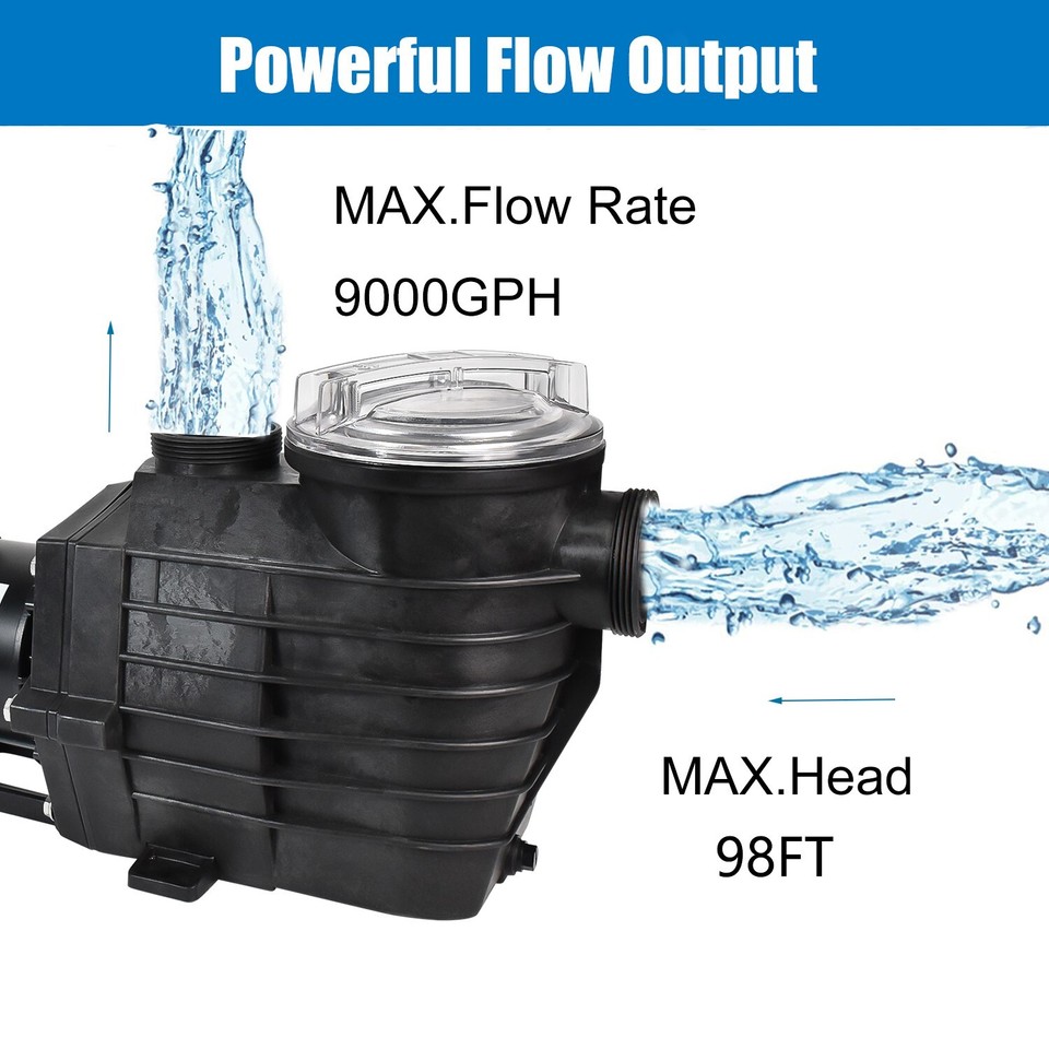 For Hayward 2.5HP Swimming Pool Pump Inground 98' Hmax 9000GPH 2'' NPT ...
