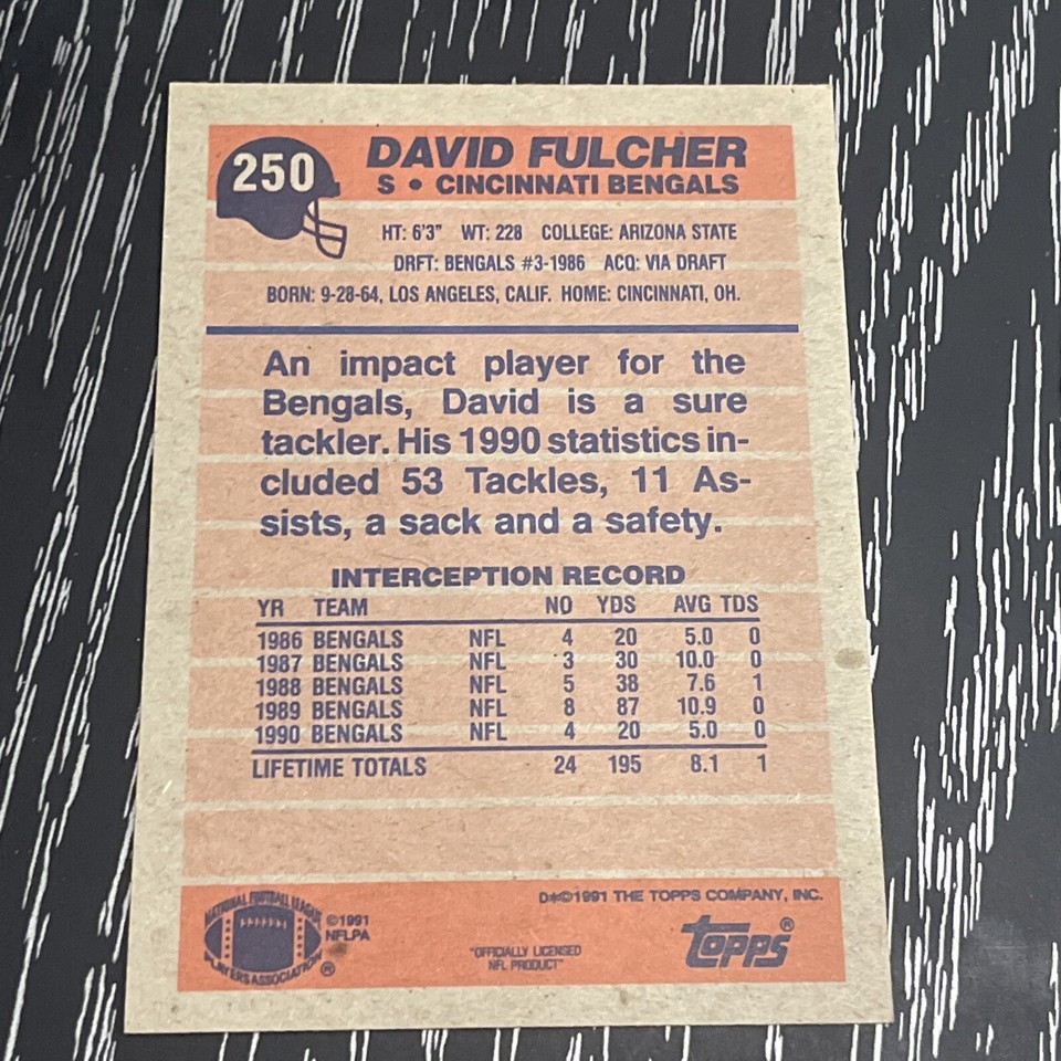 1991 Topps #250 DAVID FULCHER Cincinnati Bengals | eBay
