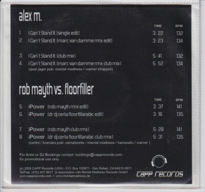 ALEX M I Can't Stand It 4x ROB MAYTH vs FLOORFILLER iPower 4x 2008 PR ...