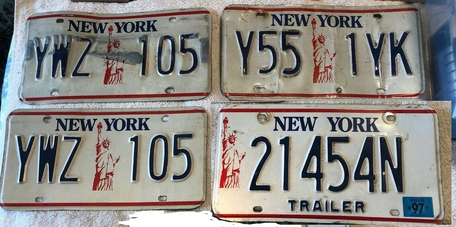 4 NEW YORK LICENSE PLATEs - 1980s 90s - YWZ105 - Statue of Liberty One ...