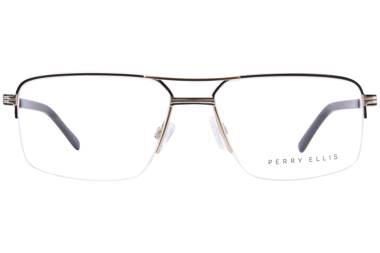 Perry Ellis PE476-1 Eyeglasses Men's Black Semi Rim Rectangle Shape ...