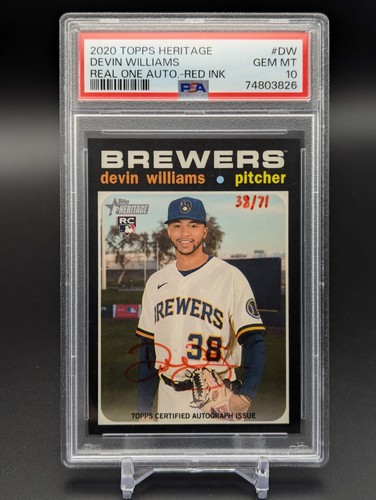 2020 Topps Heritage Devin Williams Red Ink Rookie RC Auto 38/71 PSA 10 ...